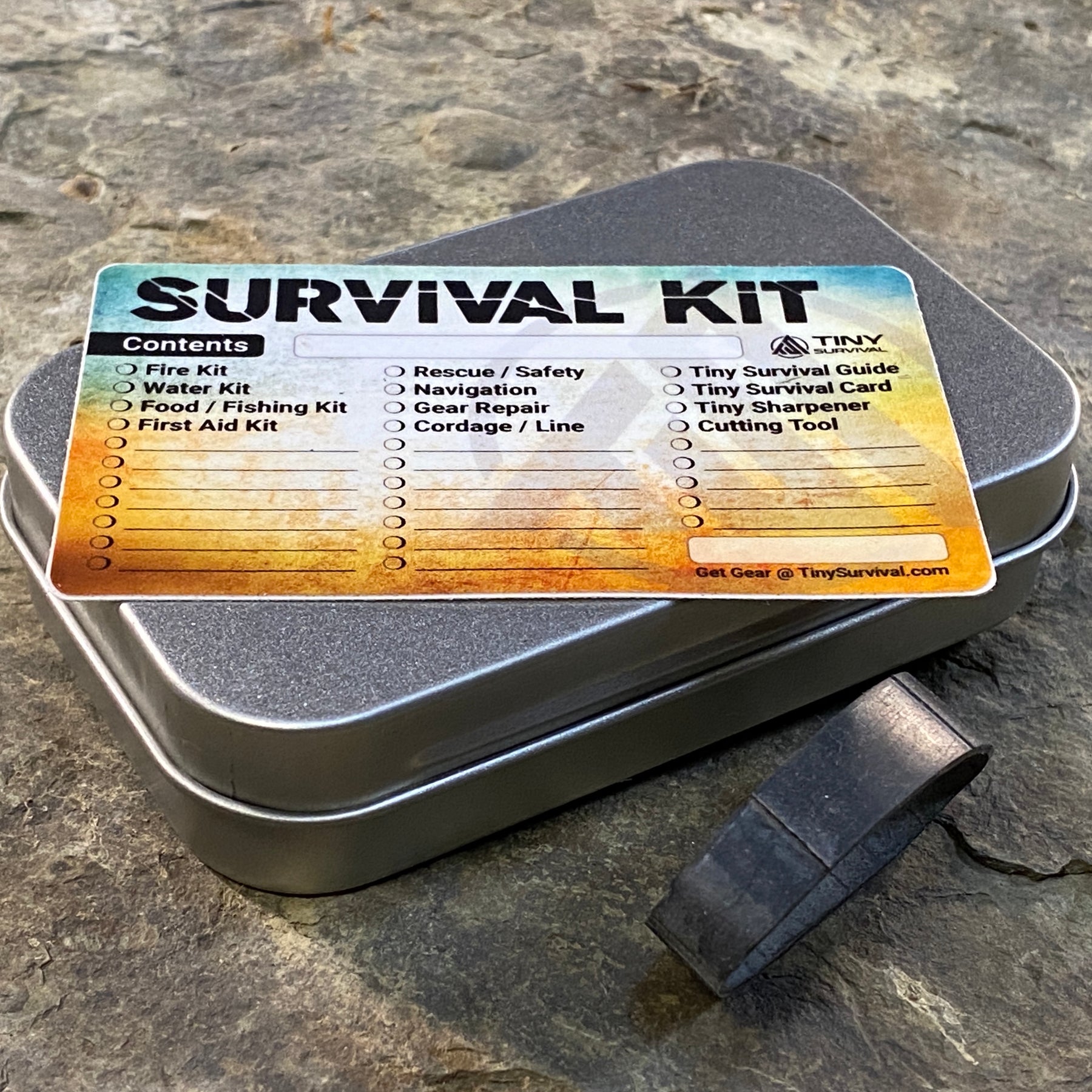 Tiny Survival Tin Kit: Rectangle - SMALL (7.4 c.i.) – Ultimate Survival ...